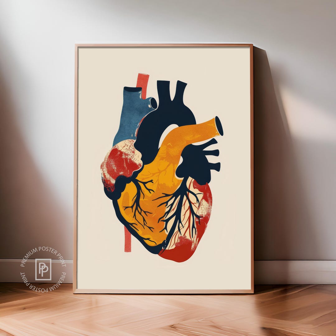 Anatomy Wall Art, Human Heart Print, Abstract Wall Art, Human Organ Art ...