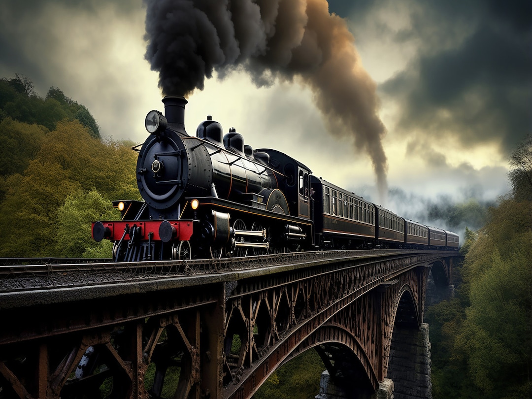 Old Train Art, Train Decor Art, Vintage Locomotive, Railroad Wall Art ...