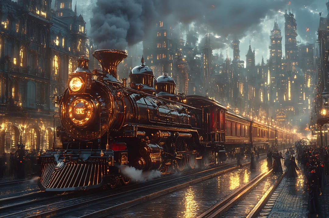 Old Train Art, Train Decor Art, Vintage Locomotive, Railroad Wall Art ...