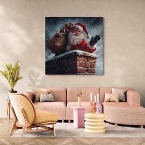 Santa Wall Art, Santa Claus Canvas, Christmas Artwork,seasonal Decor ...