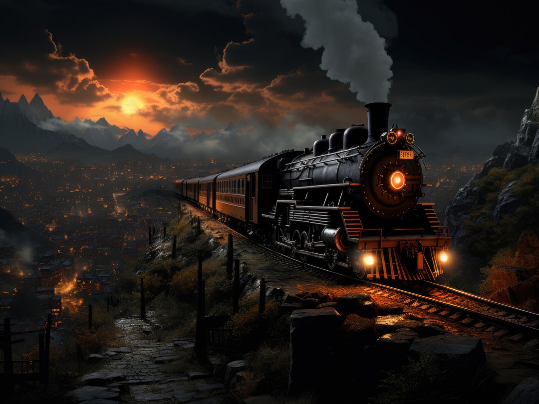 Old Train Art, Train Decor Art, Vintage Locomotive, Railroad Wall Art ...