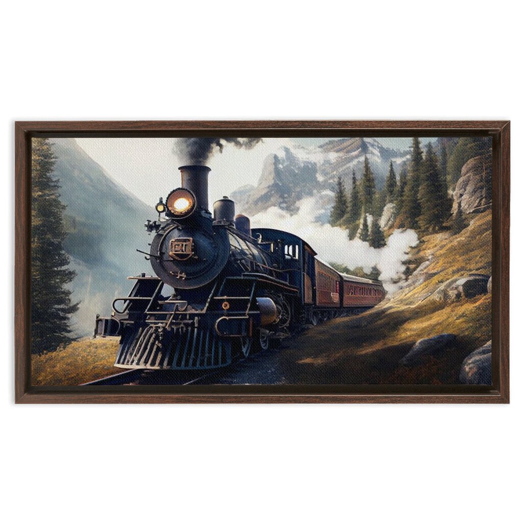Framed Traditional Stretched Canvas, Train Decor Art, Vintage ...