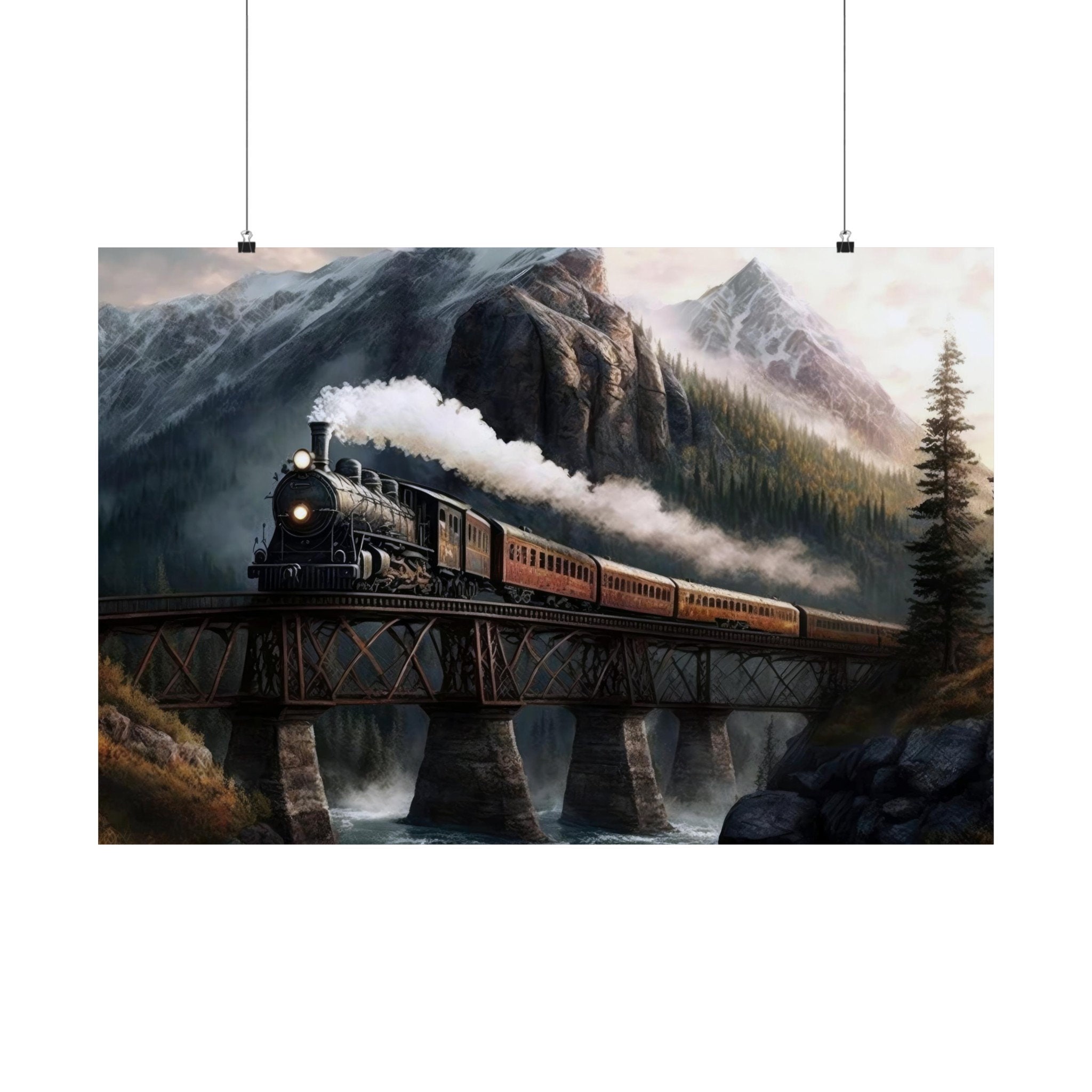 Old Train Art, Horizontal Poster, Train Decor Art, Vintage Locomotive ...