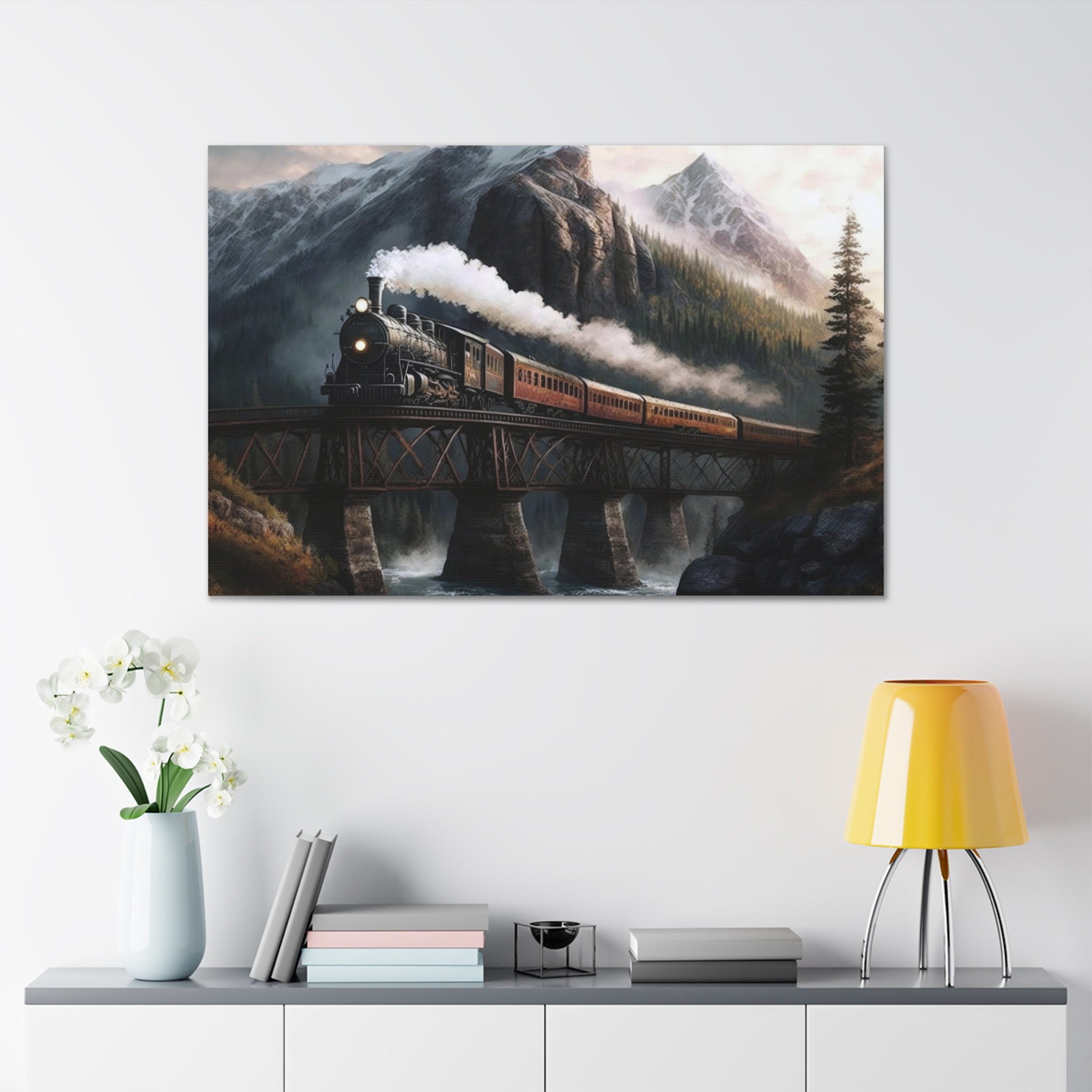 Steam Train Decor, Train Canvas Wall, Vintage Locomotive, Locomotive ...