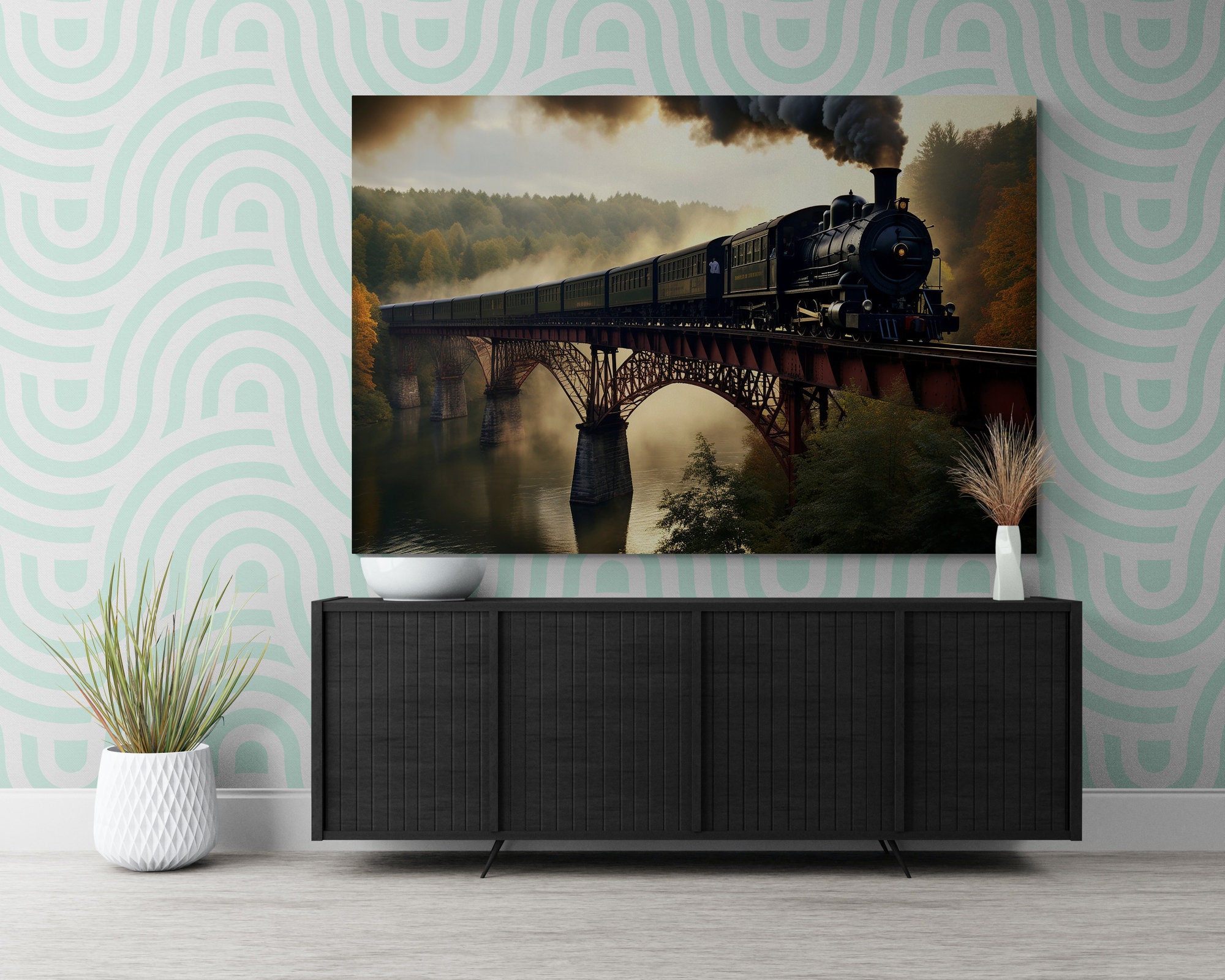 Old Train Art, Train Decor Art, Vintage Locomotive, Railroad Wall Art ...