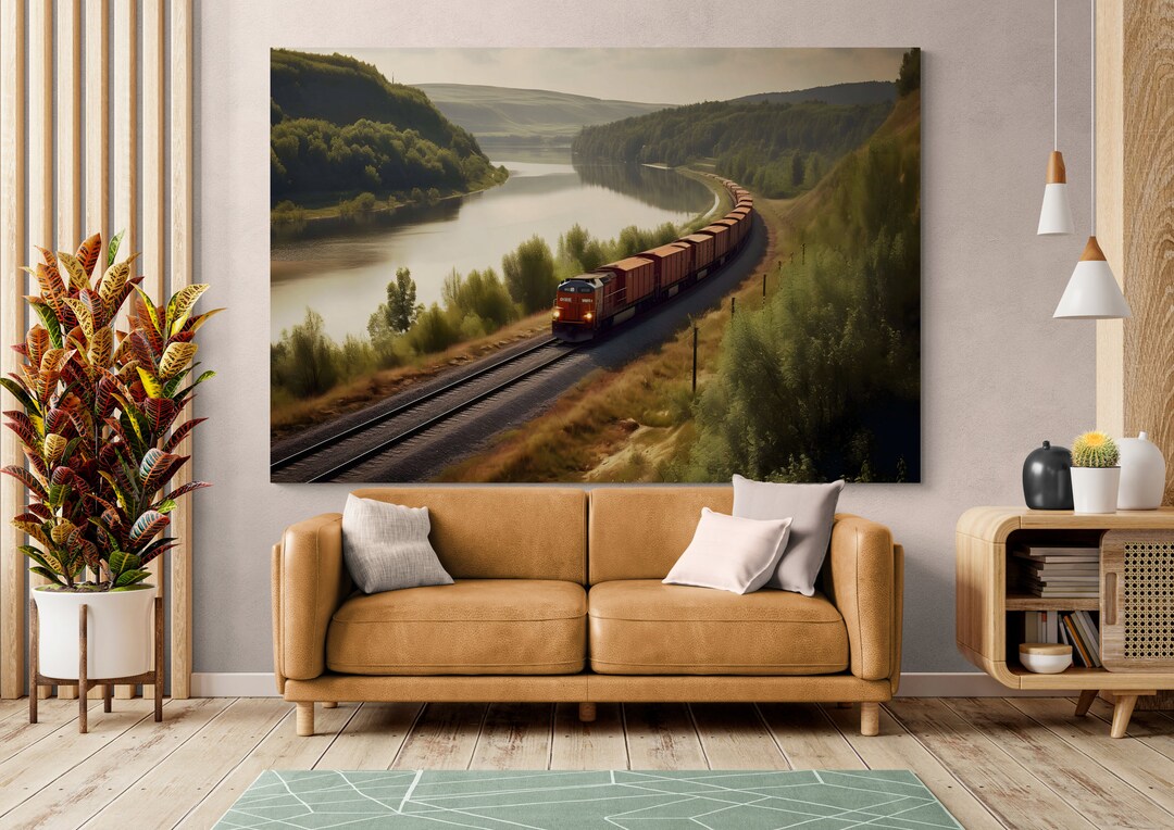 Train Wall Art, Vintage Locomotive, Gift Ideas for Home, Railroad Wall ...