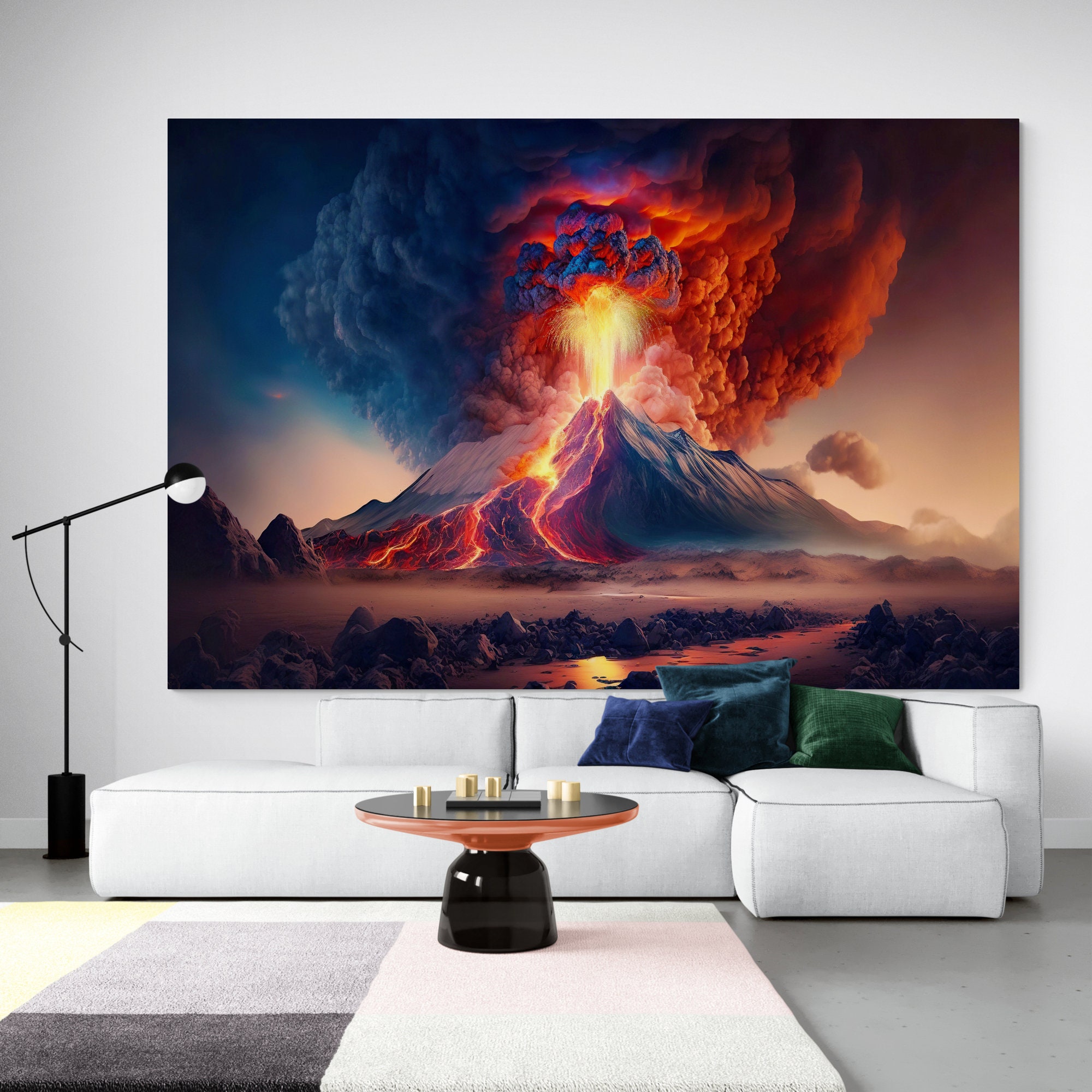 Volcano Wall Art, Erupting Volcano, Volcanic Fury, Fiery Mountain ...