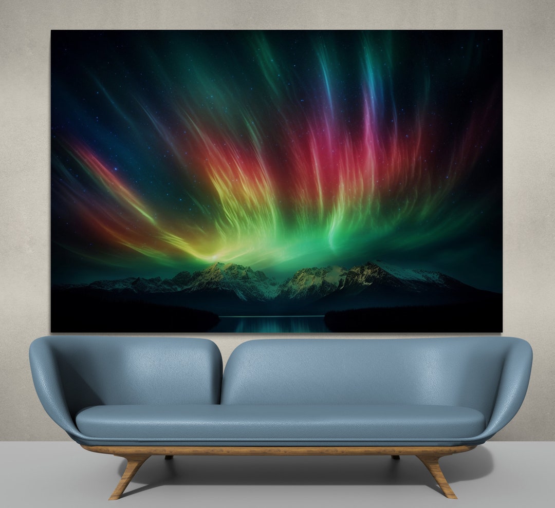 Aurora Borealis Northern Lights Print on Canvas Aurea Boreal - Etsy