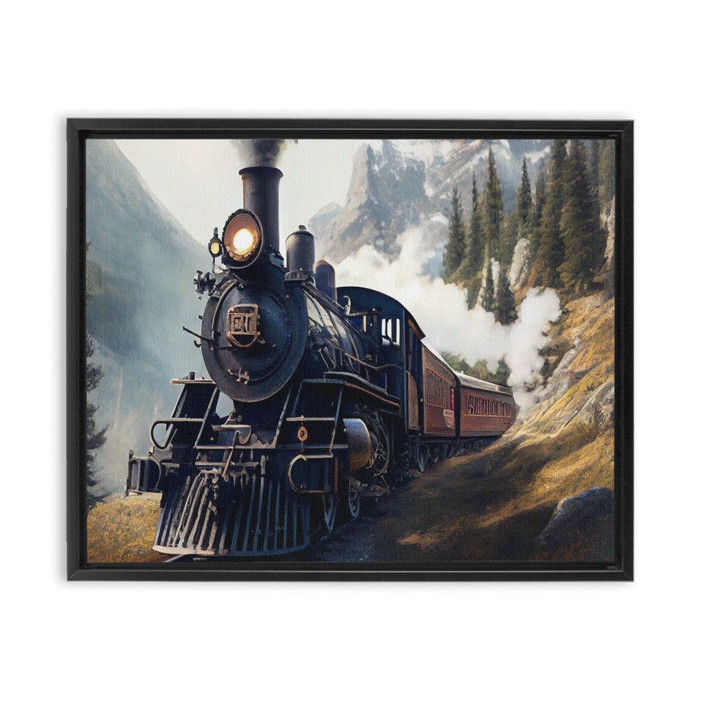 Framed Traditional Stretched Canvas, Train Decor Art, Vintage ...