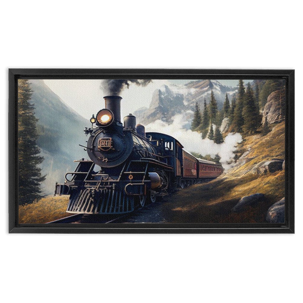 Framed Traditional Stretched Canvas, Train Decor Art, Vintage ...