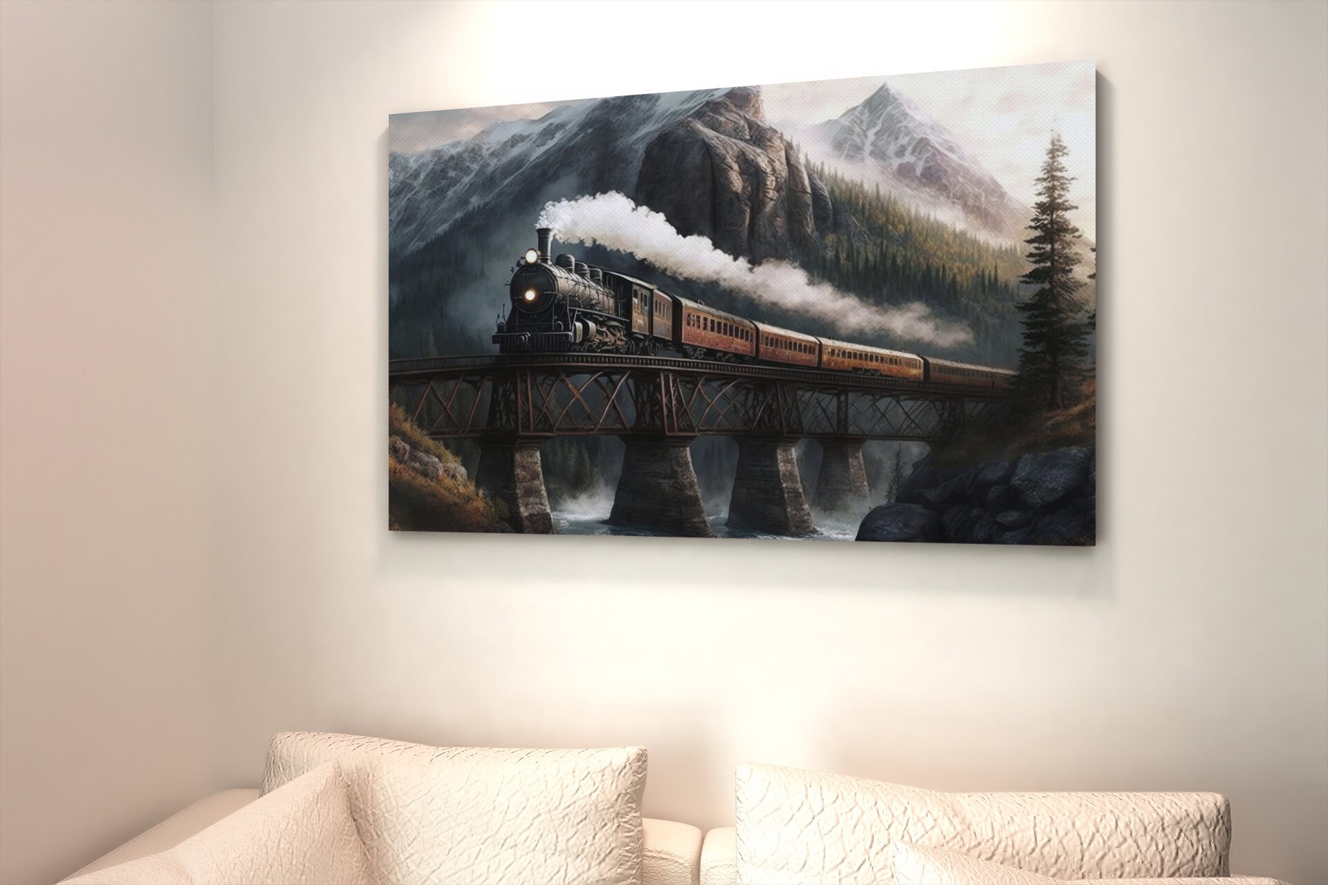 Old Train Art, Horizontal Poster, Train Decor Art, Vintage Locomotive ...