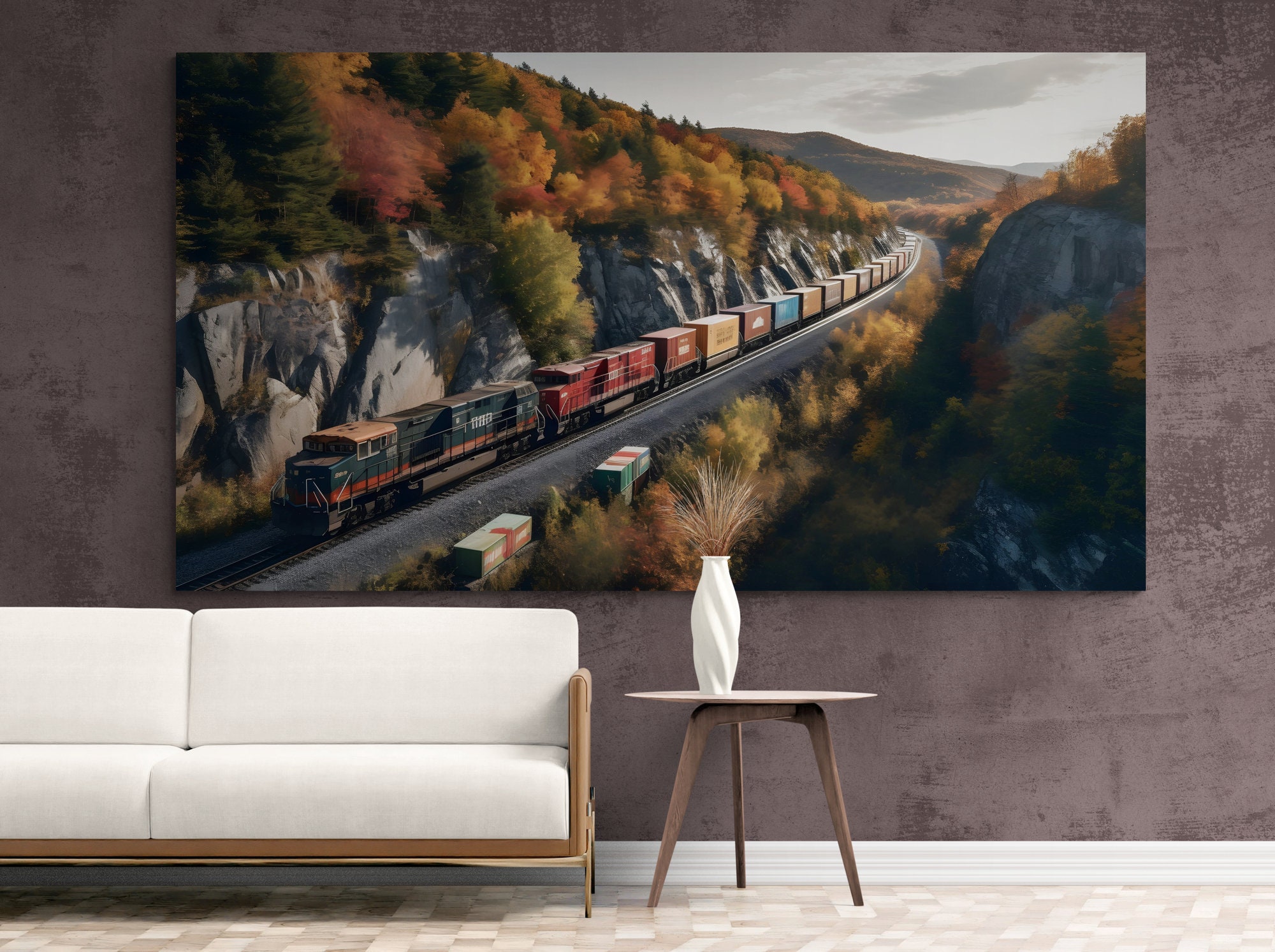 Train Wall Art, Vintage Locomotive, Gift Ideas for Home, Railroad Wall ...