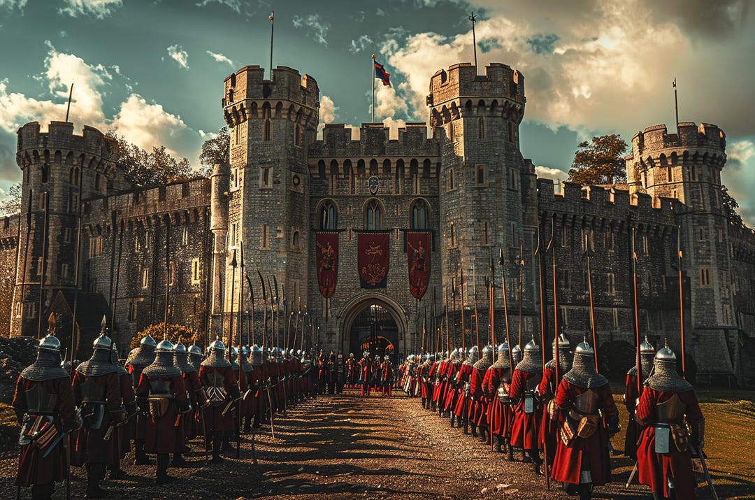 British Medieval Army in Formation in Front of a Historic Castle - Etsy