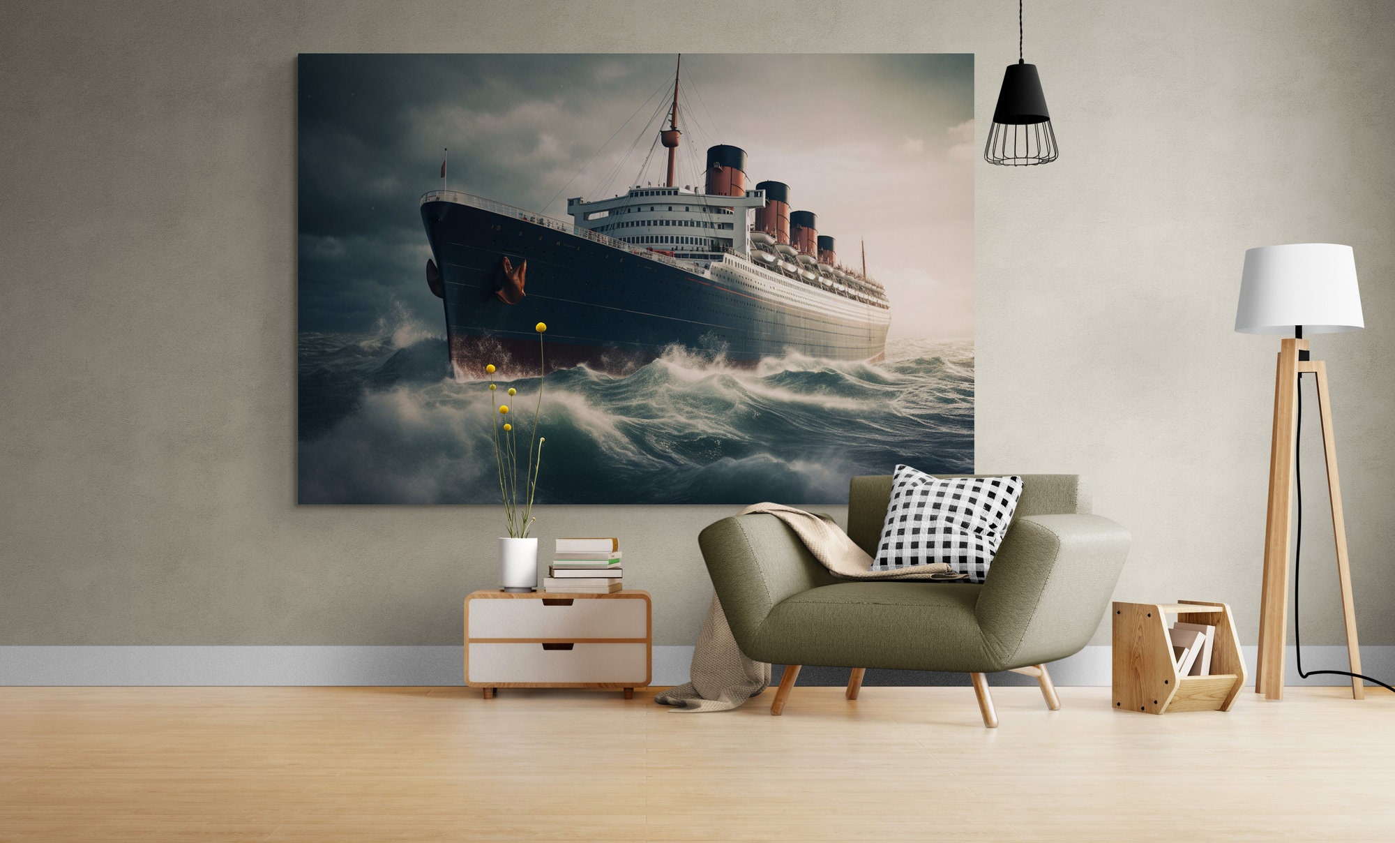 Wall Art Ship, Oil Painting Ship, Ocean Vessel, Wall Decor Home, Ocean Shore Art, Marine Surf ...
