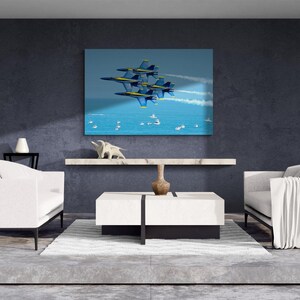 Canvas Wall Art – Blue Angels Formation Over Ocean | Ready-to-hang ...
