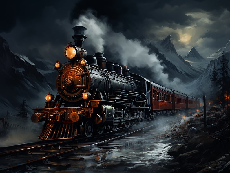 Old Train Art, Train Decor Art, Vintage Locomotive, Railroad Wall Art ...