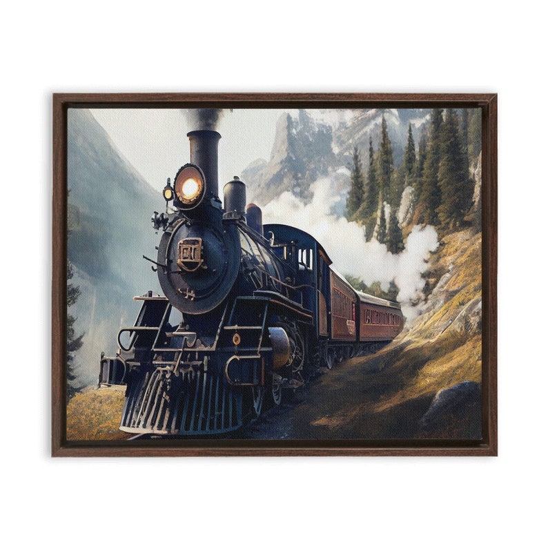 Framed Traditional Stretched Canvas, Train Decor Art, Vintage ...