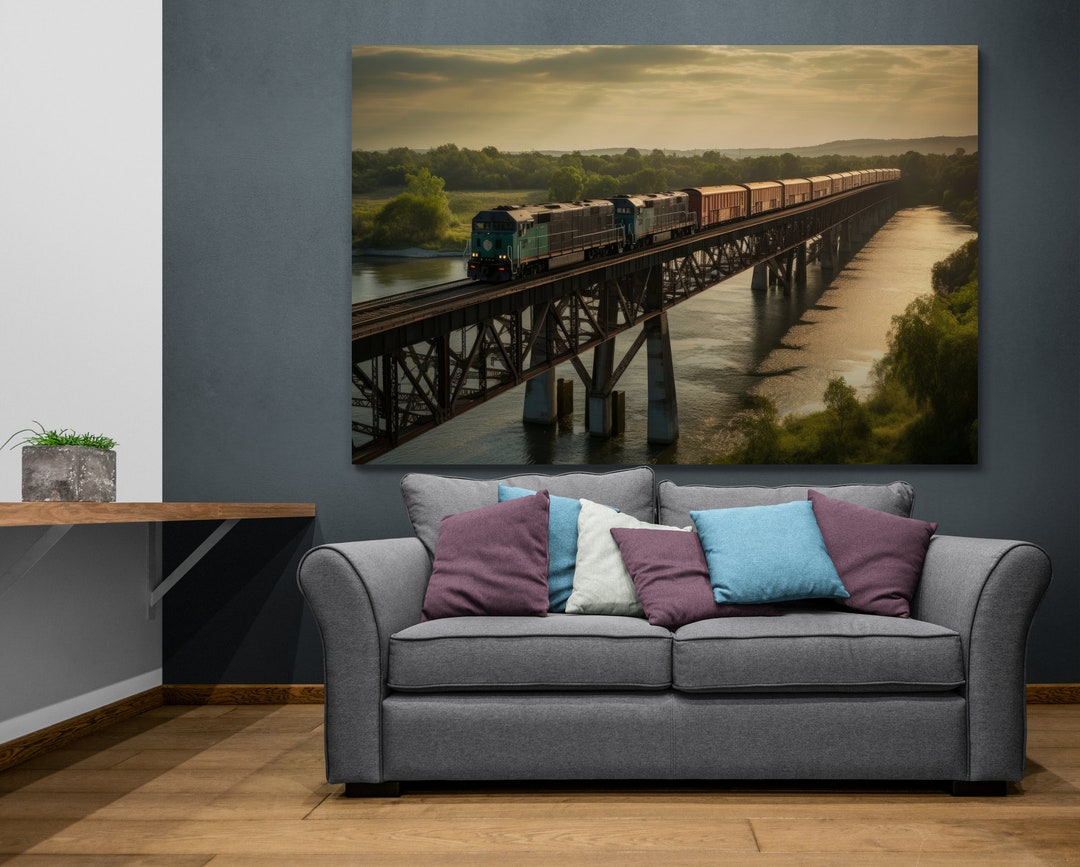 Train Decor Art, Vintage Locomotive, Railroad Wall Art, Old Train Art ...