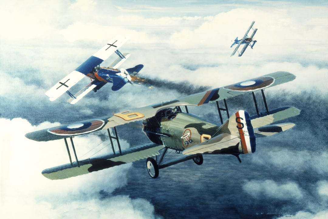 WWI Biplane Dogfight Canvas – Vintage Warbird Aerial Combat Scene - Etsy