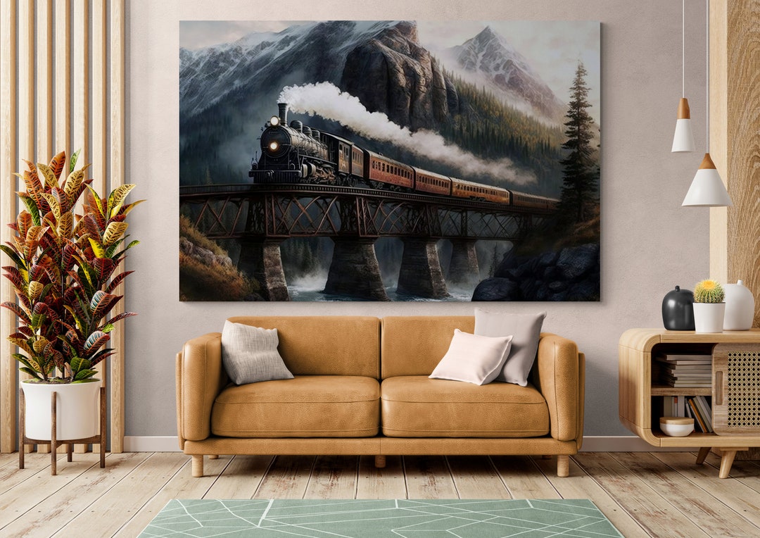 Steam Train Decor, Train Canvas Wall, Vintage Locomotive, Locomotive ...