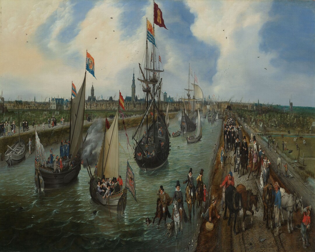 Sailboat Wall Decor, Ship Canvas Painting, European Ship, Amsterdam ...