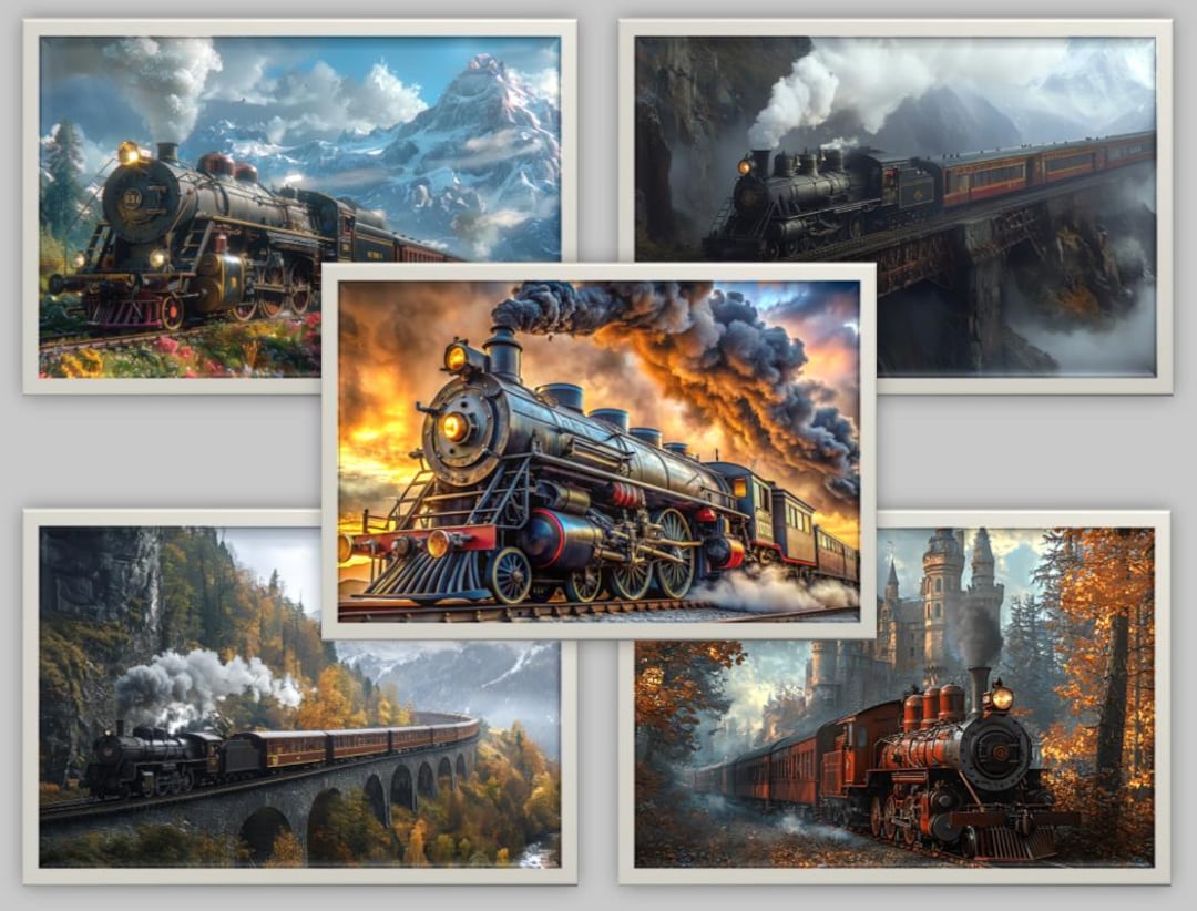 Digital Download – Vintage Steam Train Collage | Printable Wall Art ...