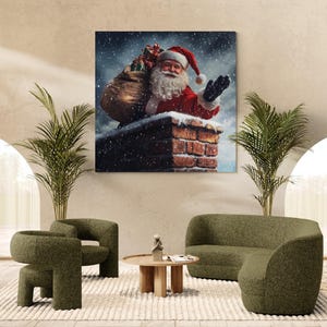 Santa Wall Art, Santa Claus Canvas, Christmas Artwork,seasonal Decor ...