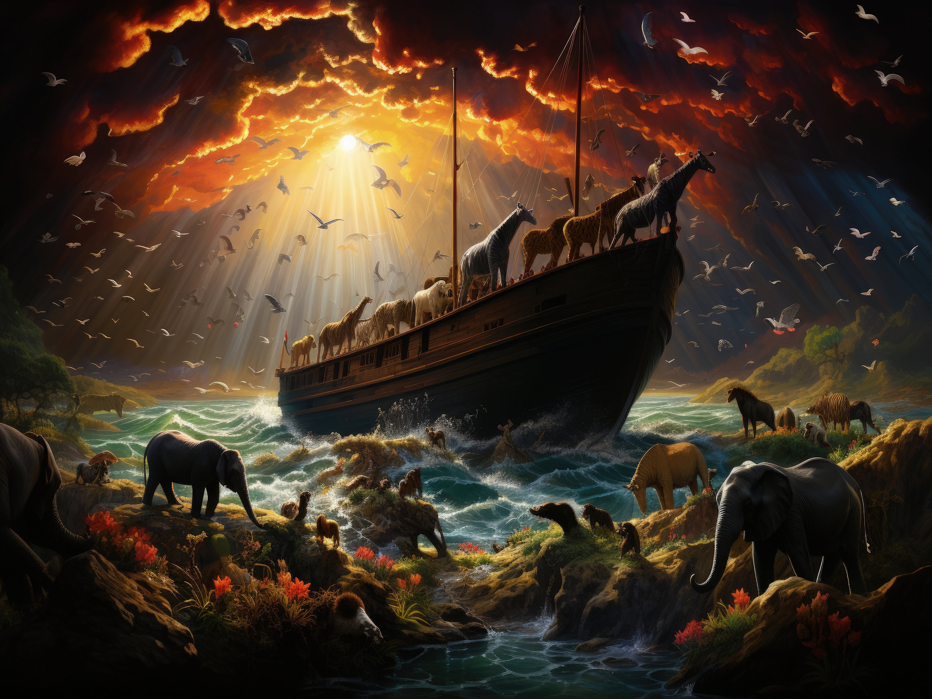 Wall Art Noah's Ark, the Flood on Earth, the Biblical Flood, Art for ...