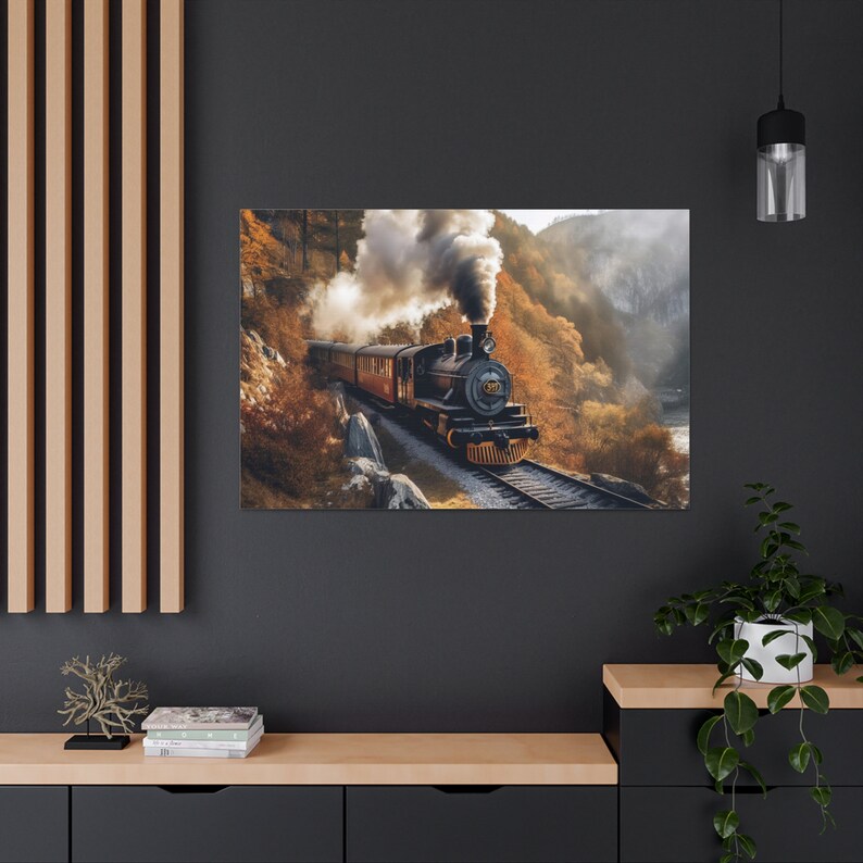 Train Decor Art, Vintage Locomotive, Gift Ideas for Home, Railroad Wall ...