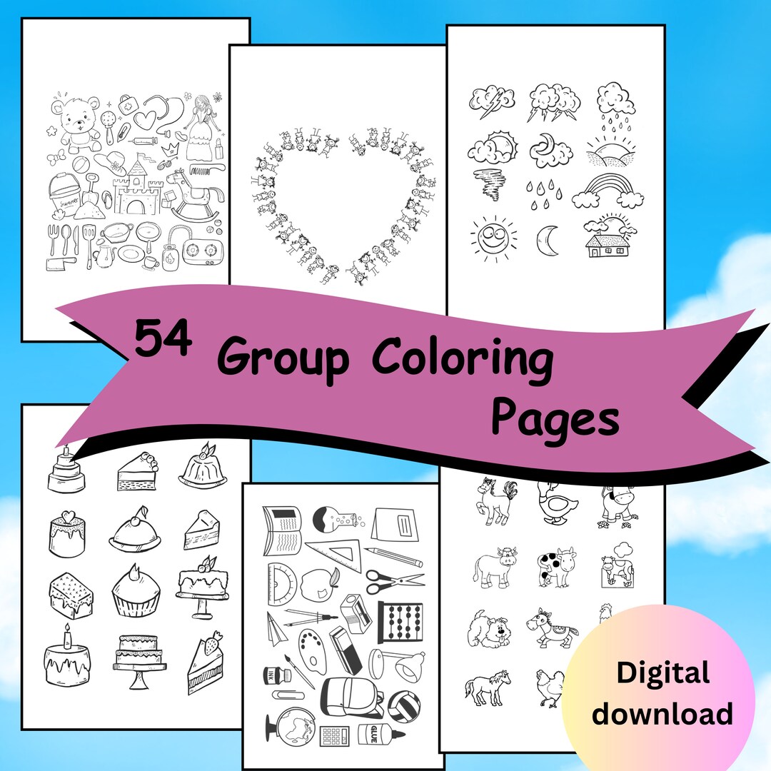 54 Group Coloring Pages Coloring Book Digital Download - Etsy