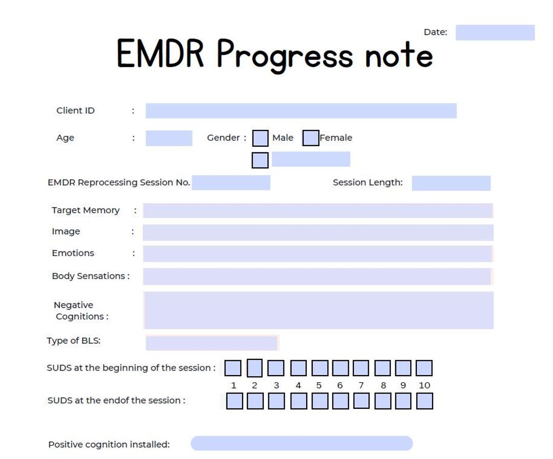 EMDR Fillable Progress Note - Blue - Etsy