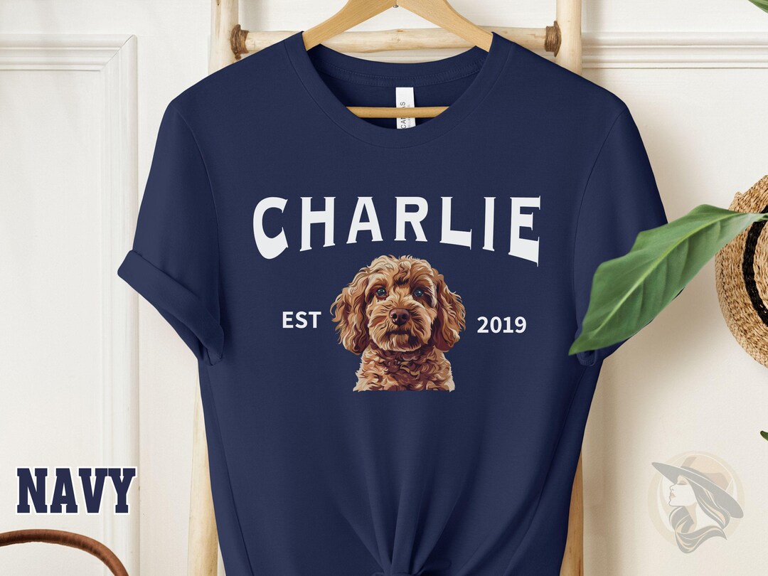 Custom Cavapoo Dog Portrait T-shirt, Hand Drawn Pet, Rescue Dad, Dog ...