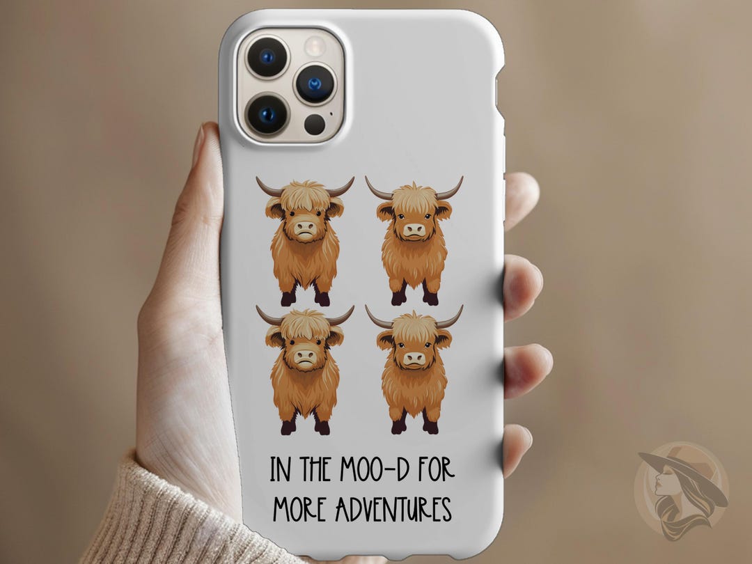 Highland Cow Phone Case | Cute Animal Design, Hand Drawn Farm Cover ...