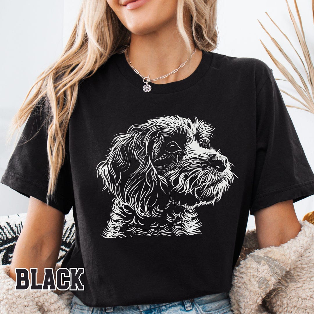 Cavapoo Line Art T-shirt, Hand Drawn Design, Cavapoo Lover Tee, Dog Mom ...