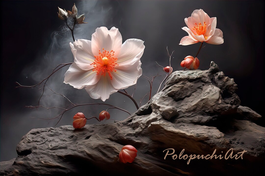 Printable Salmon Flowers Image, Digital Art for Download, Digital File ...