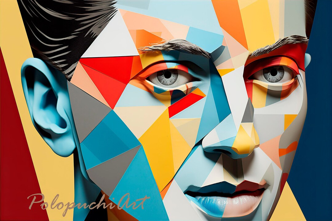 Color Man Face Collage to Print, Digital File for Download, Abstract ...