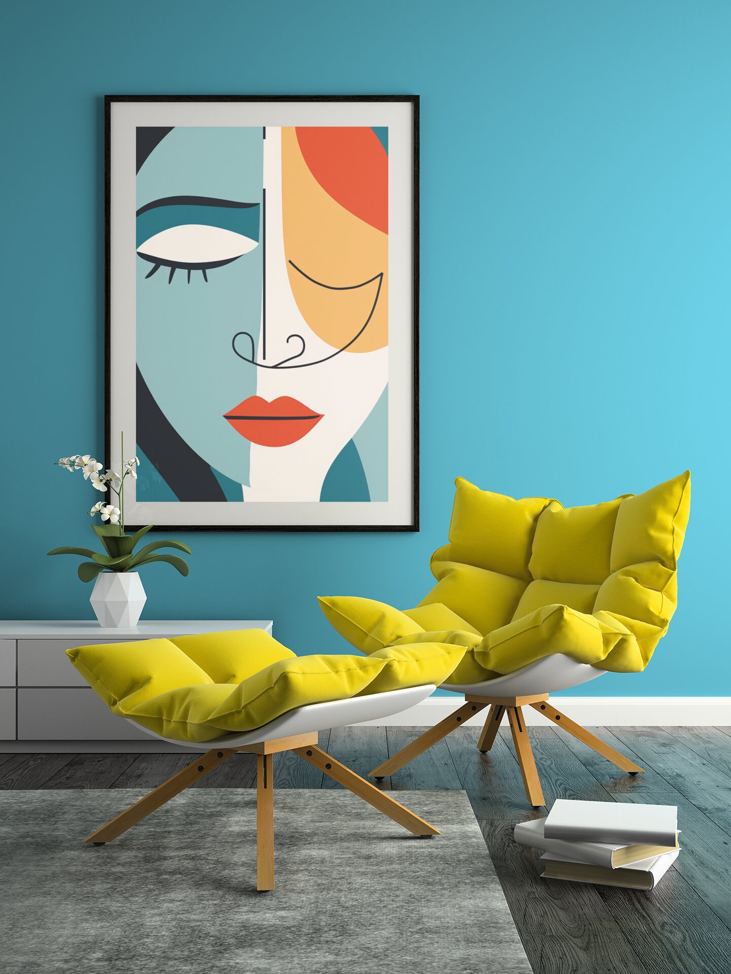 Abstract Face Drawing in Colors to Download and Print, Downloadable and ...