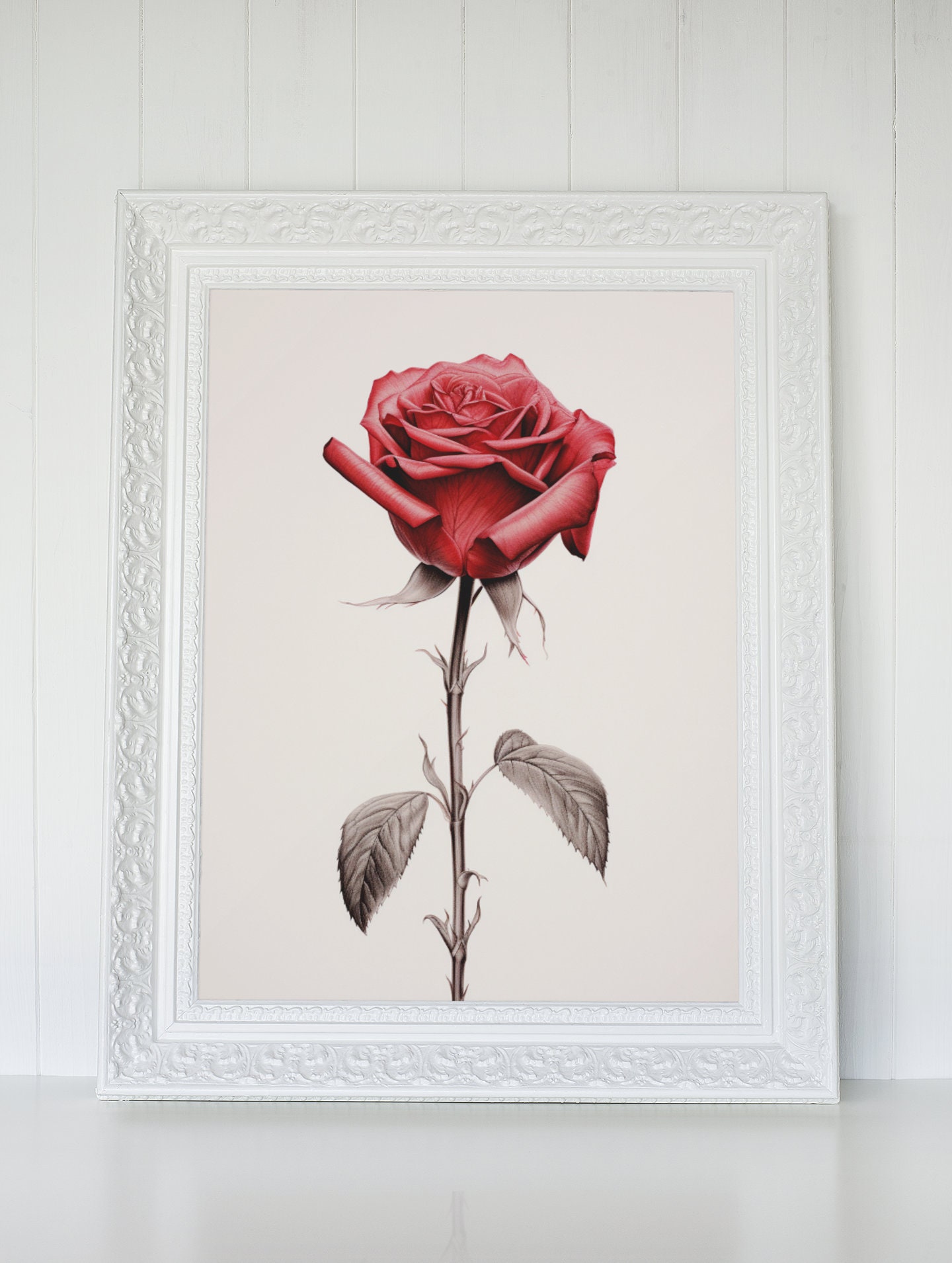 Printable Red Rose Drawing, Downloadable Flower Image, Downloadable ...