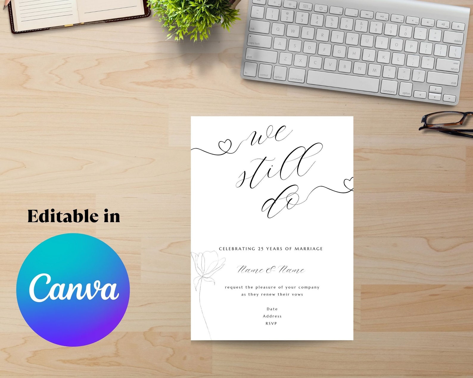 Editable Vow Renewal Invitation, Customizable Renewal of Vows Invite ...