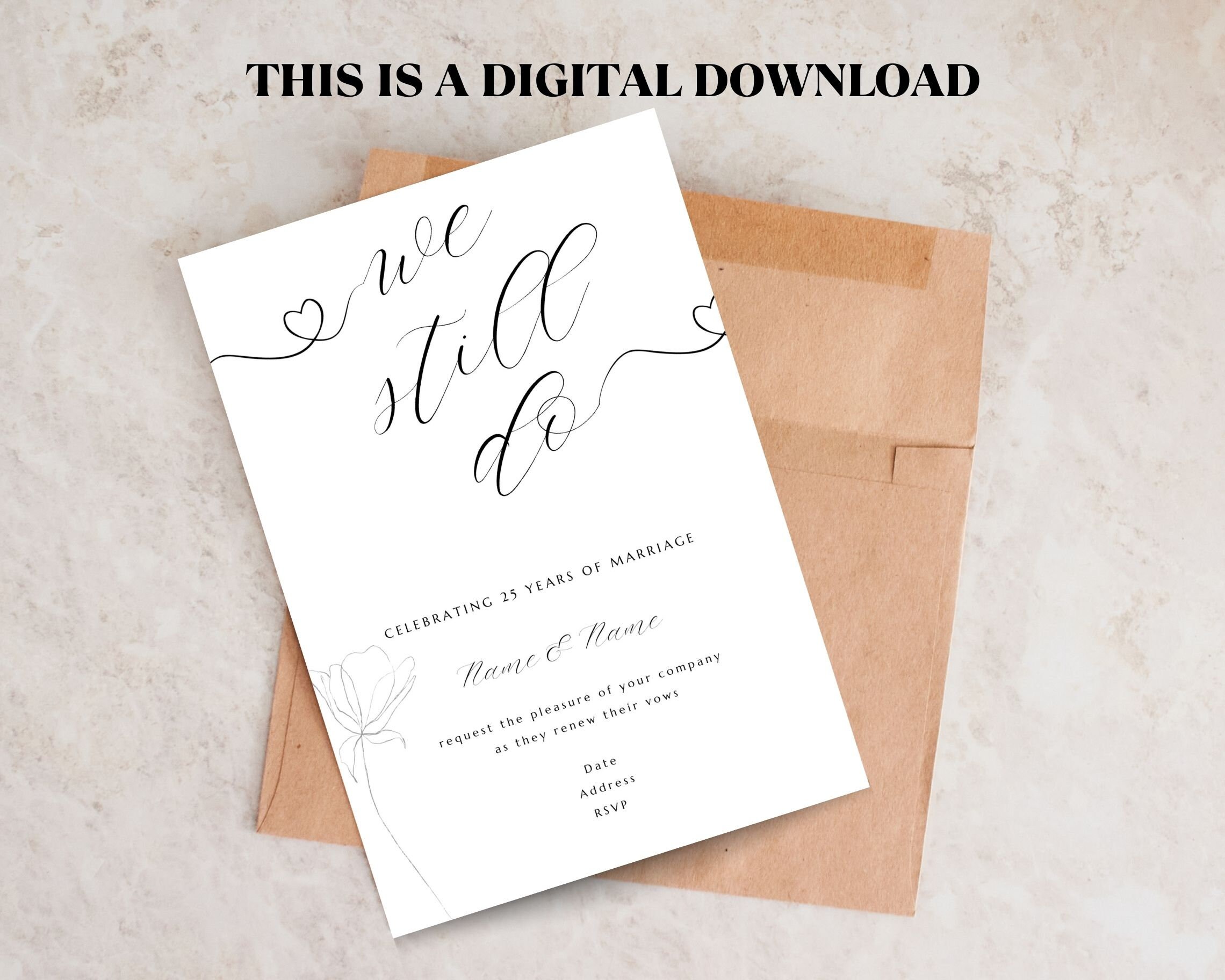 Editable Vow Renewal Invitation, Customizable Renewal of Vows Invite ...