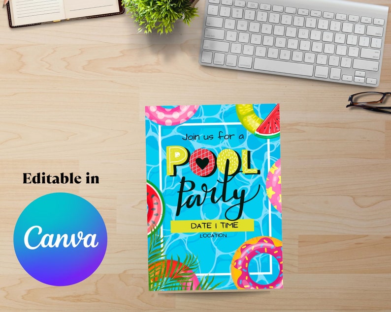 Editable Pool Birthday Party Invitation, Customizable Pool Party Invite ...