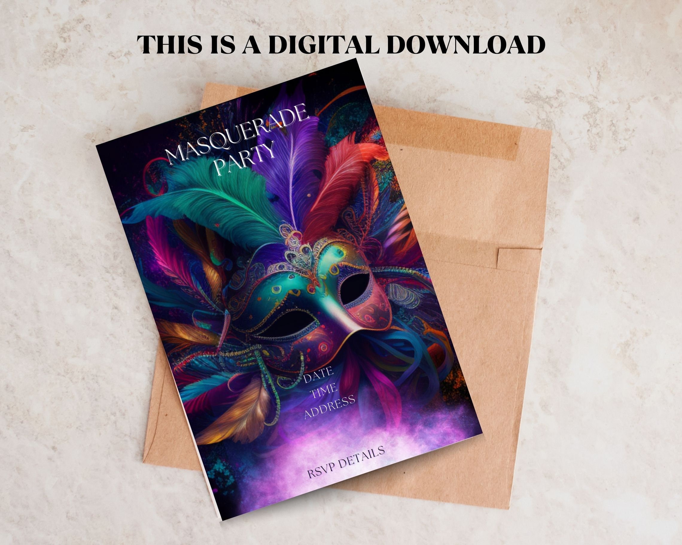 Editable Masquerade Birthday Invite, Customizable Masquerade Party ...