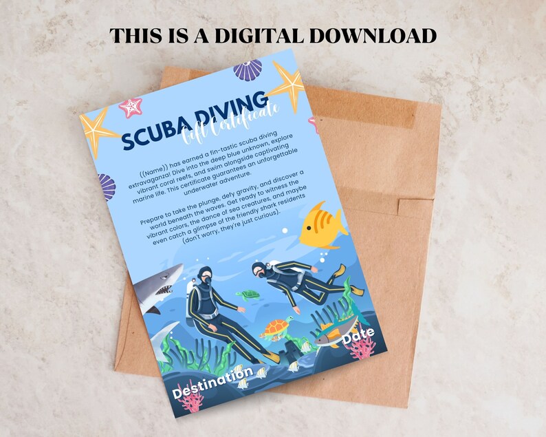 Editable Scuba Diving Gift Certificate, Customizable Invite, DIY ...