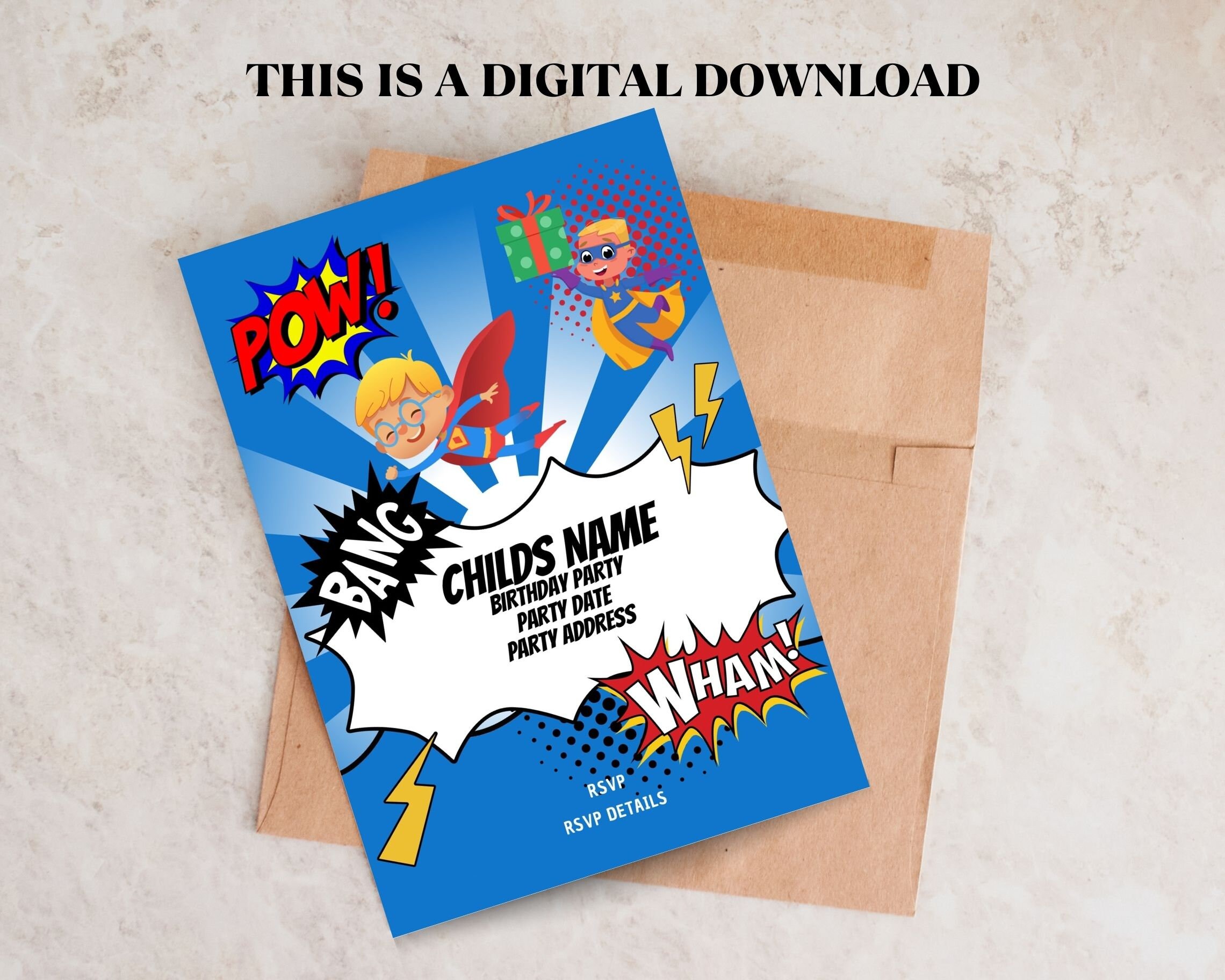 Editable Superhero Birthday Invitation Superhero Invitation - Etsy