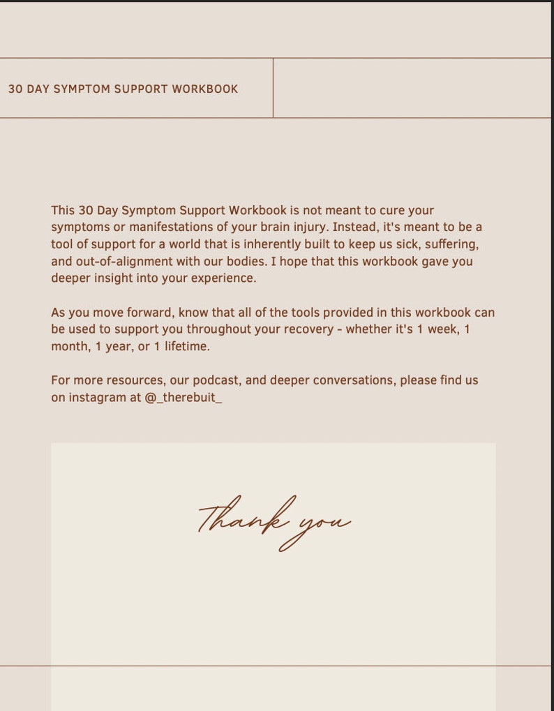 30 Day Symptom Workbook - Traumatic Brain Injury (TBI), Concussion ...