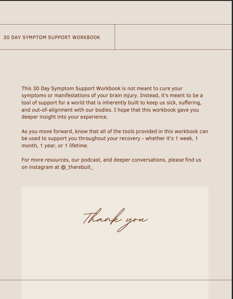 30 Day Symptom Workbook - Traumatic Brain Injury (TBI), Concussion ...