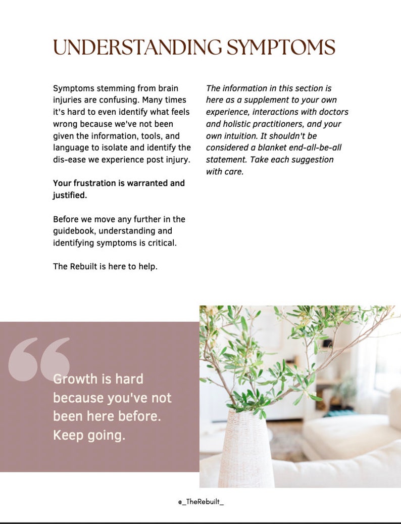 30 Day Symptom Workbook - Traumatic Brain Injury (TBI), Concussion ...