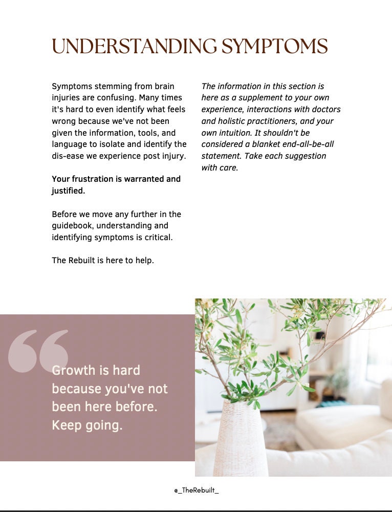 30 Day Symptom Workbook - Traumatic Brain Injury (TBI), Concussion ...