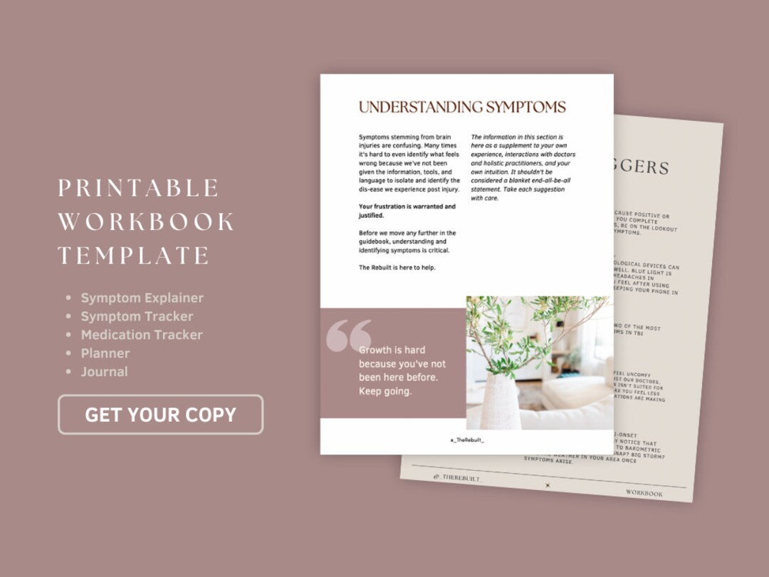 30 Day Symptom Workbook - Traumatic Brain Injury (TBI), Concussion ...