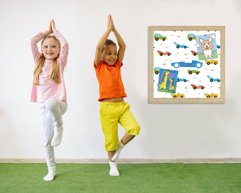 Kids Magnetic Art Board 18 Inch Square Room Decor to Display Childrens ...